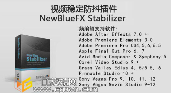 视频稳定器插件NewBlueFX Stabilizer 1.4 Build 131212多软件版本 | CG资源网