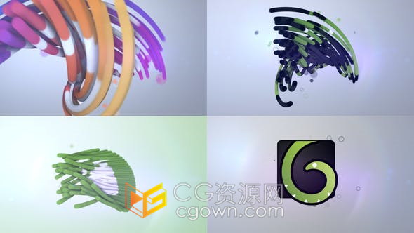 Clean Twist Logo使用Trapcode Form插件制作3D旋转条形演绎标志片头-AE模板 | CG资源网