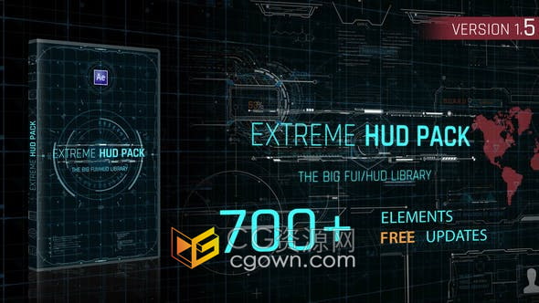 AE模板-700 Extreme HUD未来科技感动态UI界面信息图形元素动画 | CG资源网