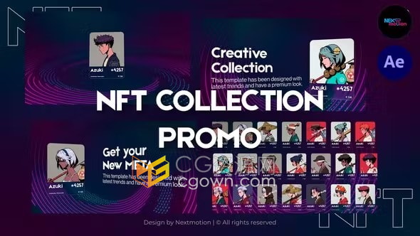 NFT头像收藏数字艺术卡片介绍展示视频动画AE模板 | CG资源网
