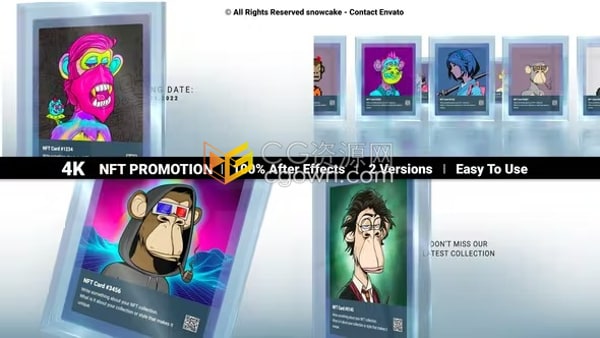 AE模板-虚拟交易卡片式动画产品展示不可替代令牌NFT推广 | CG资源网