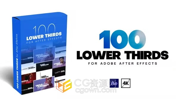 100 Lower Thirds AE模板一百组4K分辨率视频字幕文字标题动画 | CG资源网